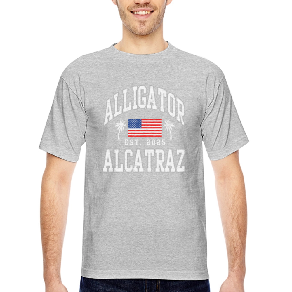 Alligator Alcatraz Est 2025 American Flag Patriotic Made in USA T-Shir ...